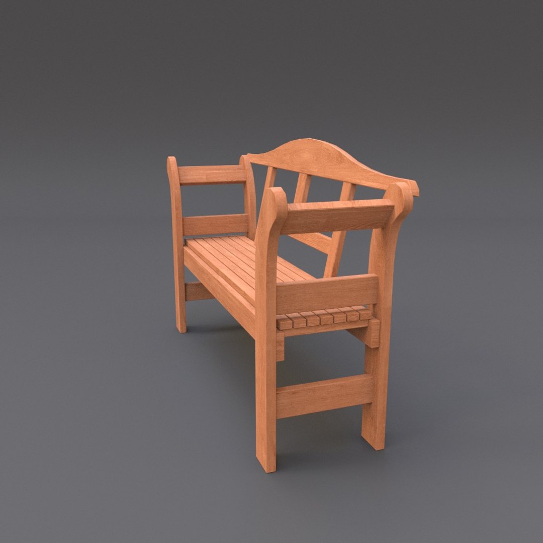 3d wooden bench model