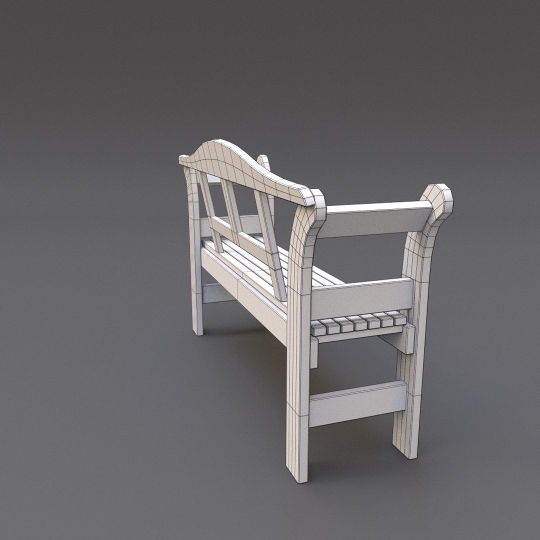 3d wooden bench model