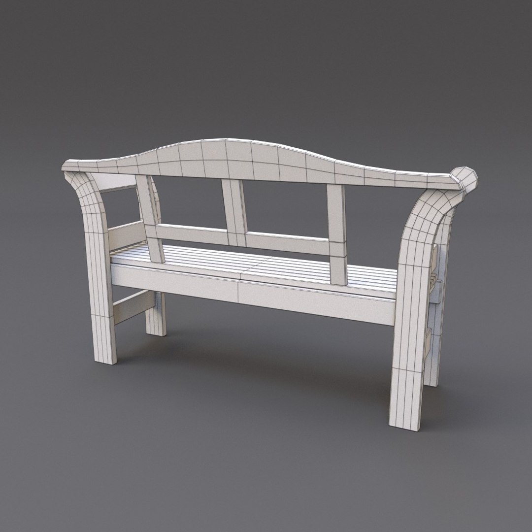 3d wooden bench model