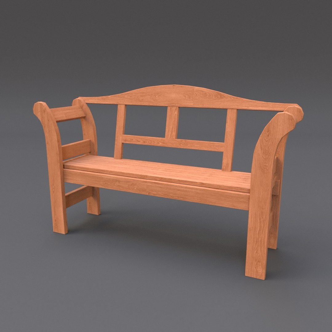 3d wooden bench model