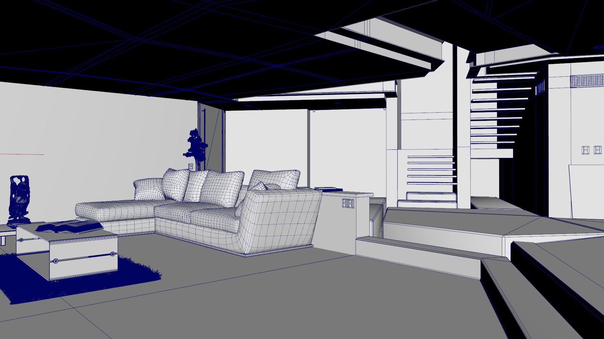 Modern Realistic Interior Living Room 3d Model