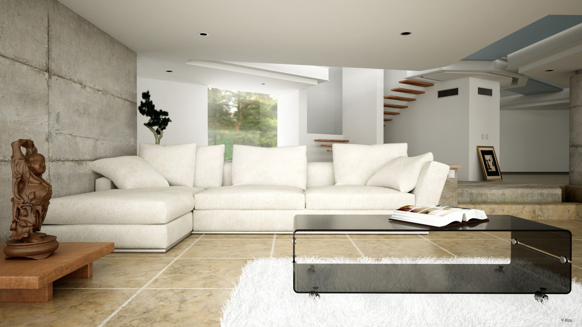 Modern Realistic Interior Living Room 3d Model