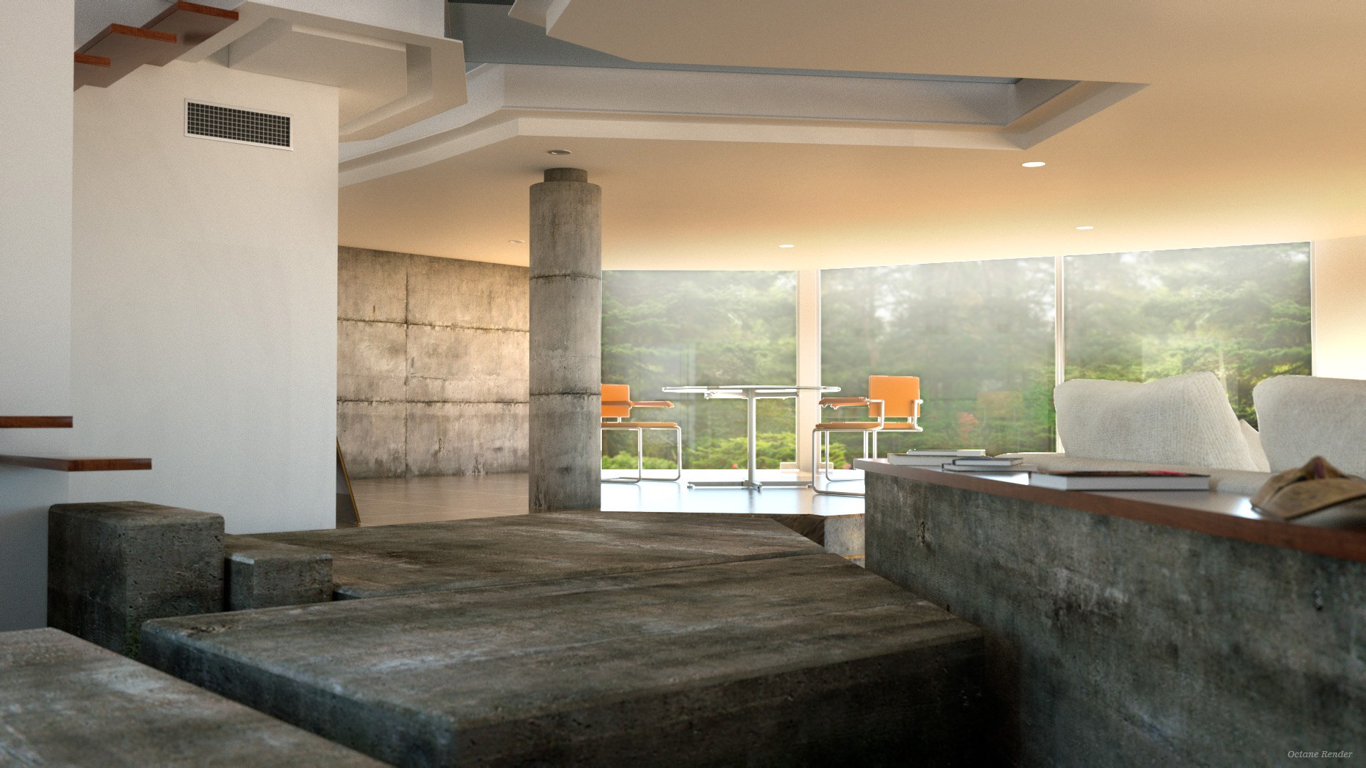 Modern Realistic Interior Living Room 3d Model