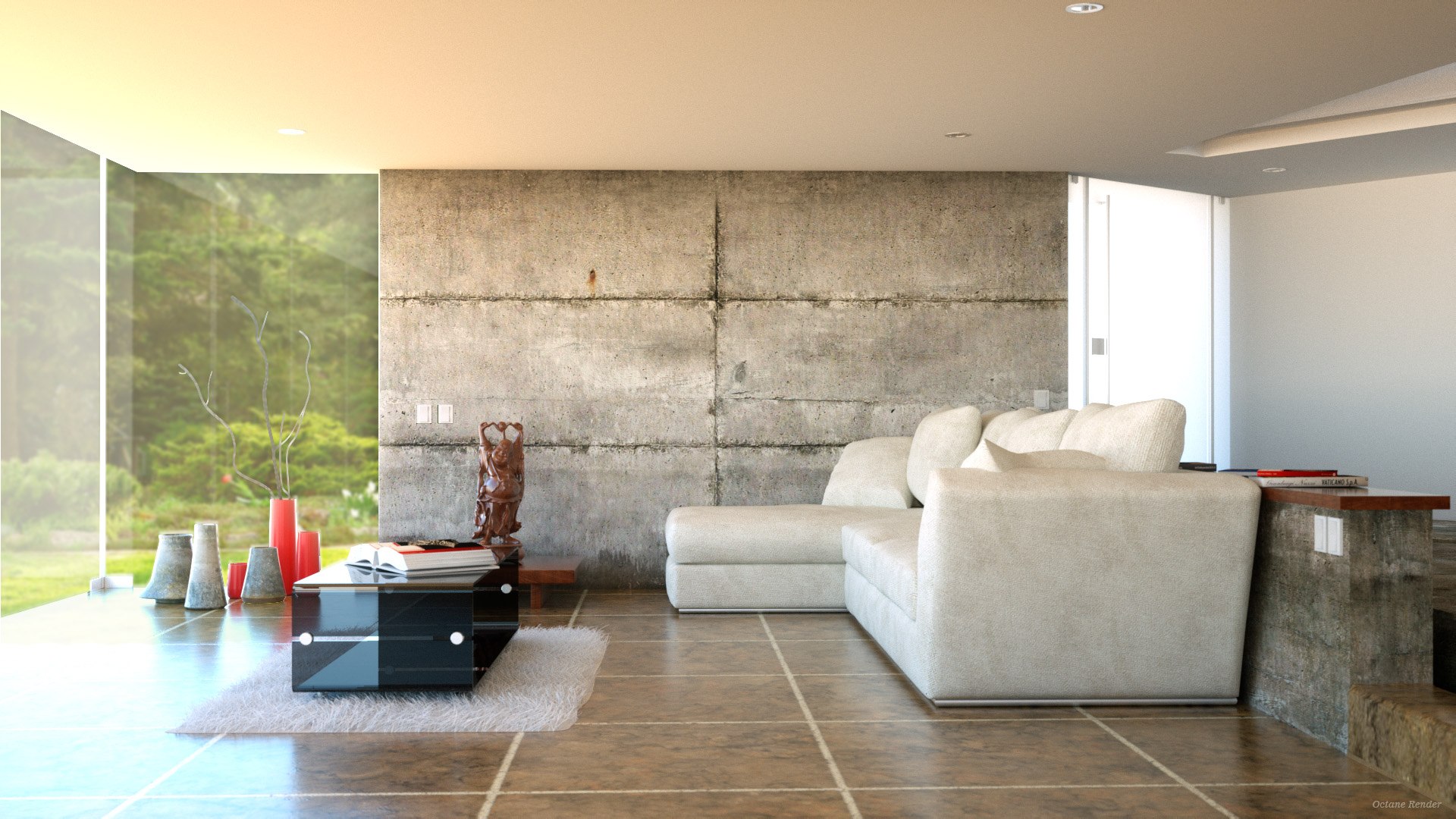 Modern Realistic Interior Living Room 3d Model