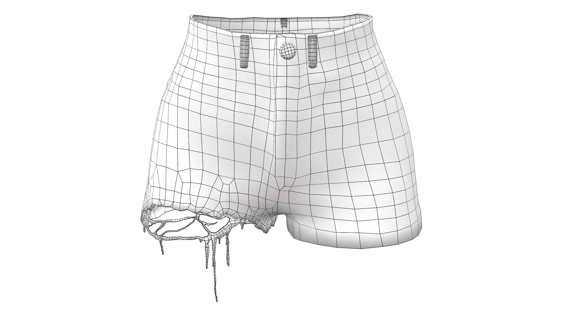 High Waist Jeans Shorts Pants 3D Model - TurboSquid 1993517