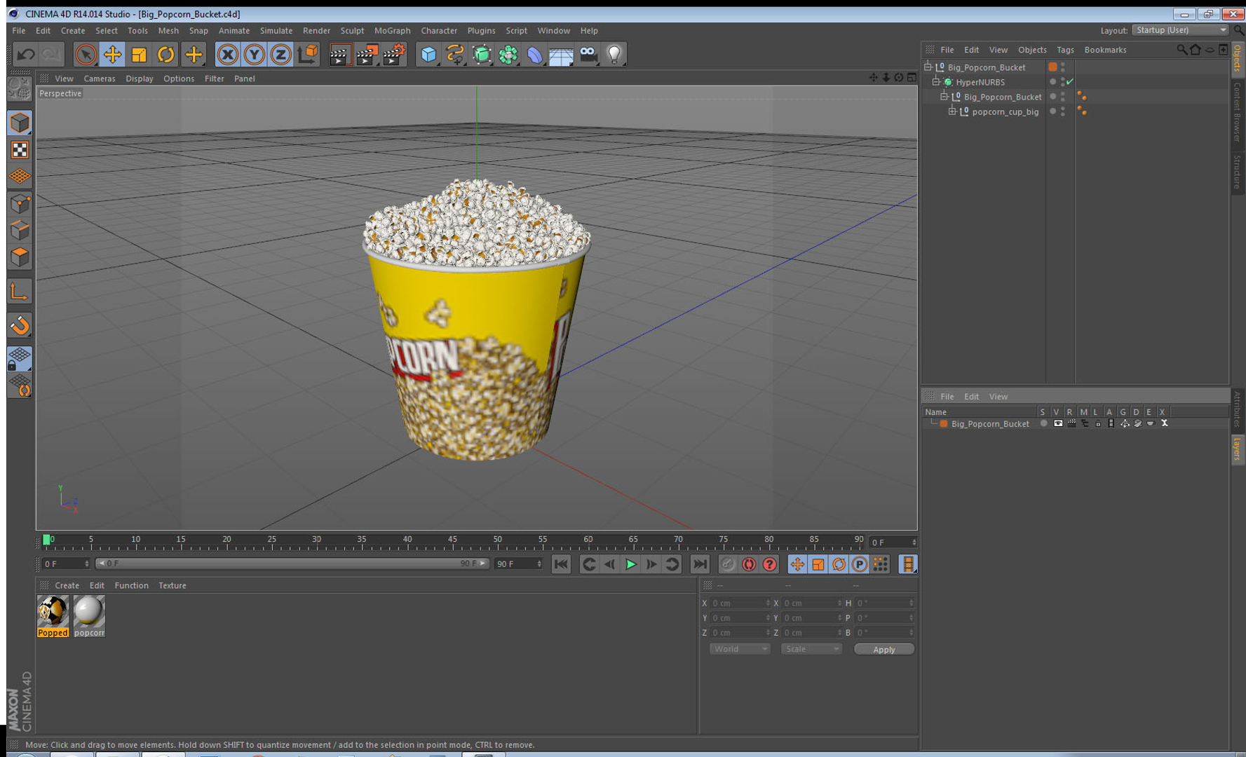 3D big popcorn popped corn model - TurboSquid 1408435