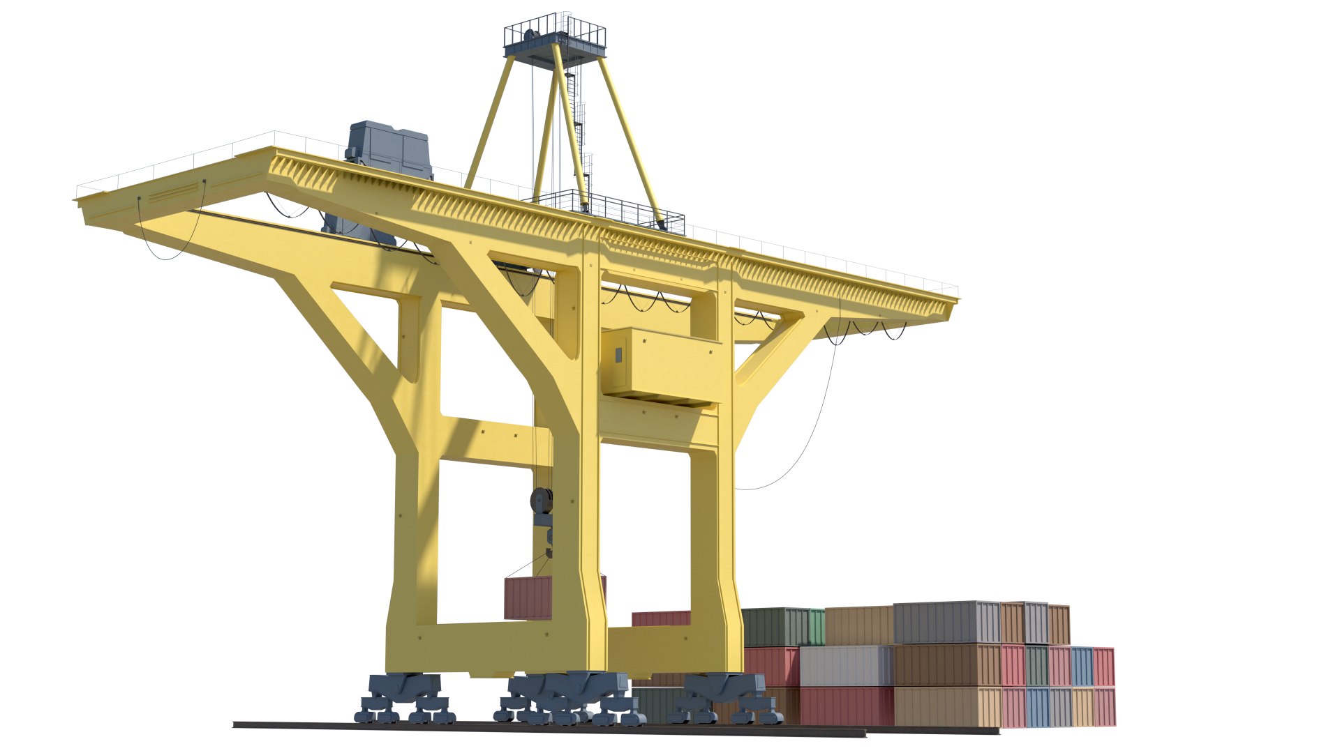 3D Set Of 3 Container RTG Gantry Seaport Cranes Model - TurboSquid 2446841