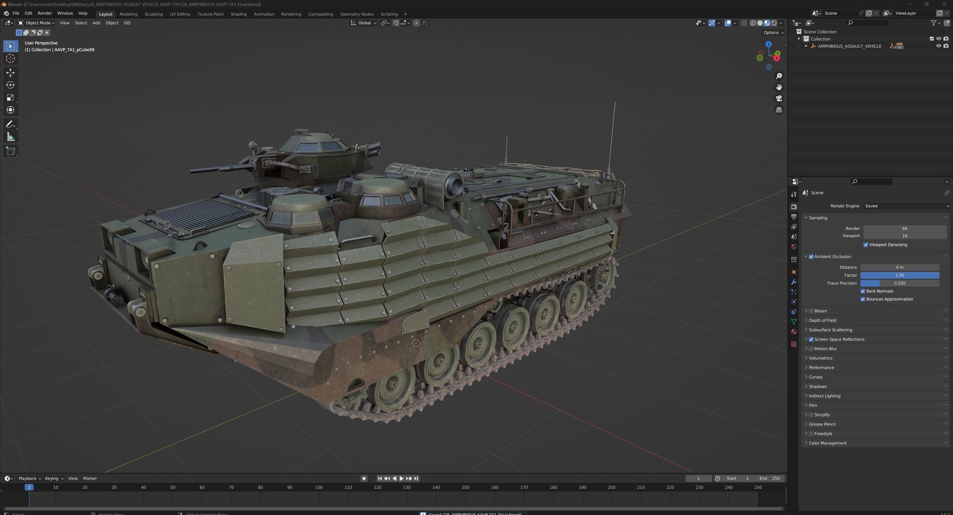 3D Assault Amphibious Vehicle AAVP 7A1 Model - TurboSquid 2241550