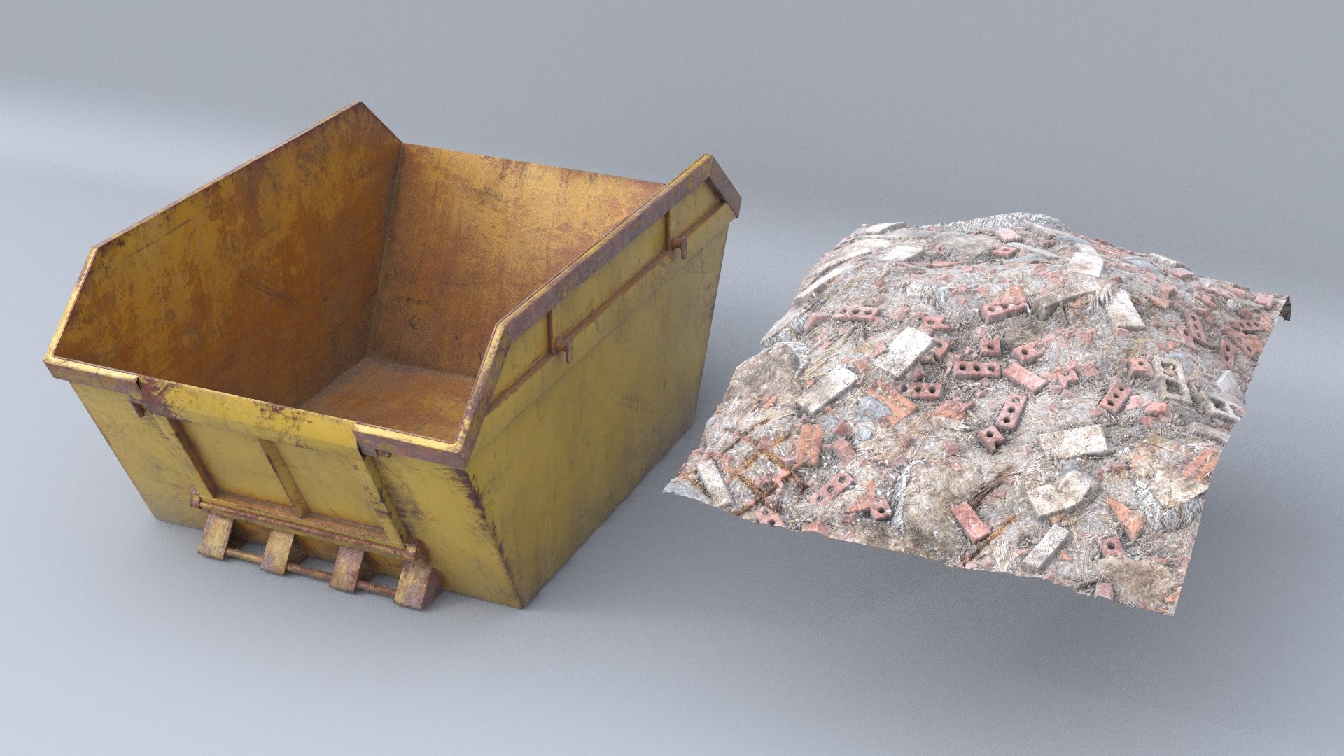 3D Skip Dumpster With Rubble HD - TurboSquid 2114595