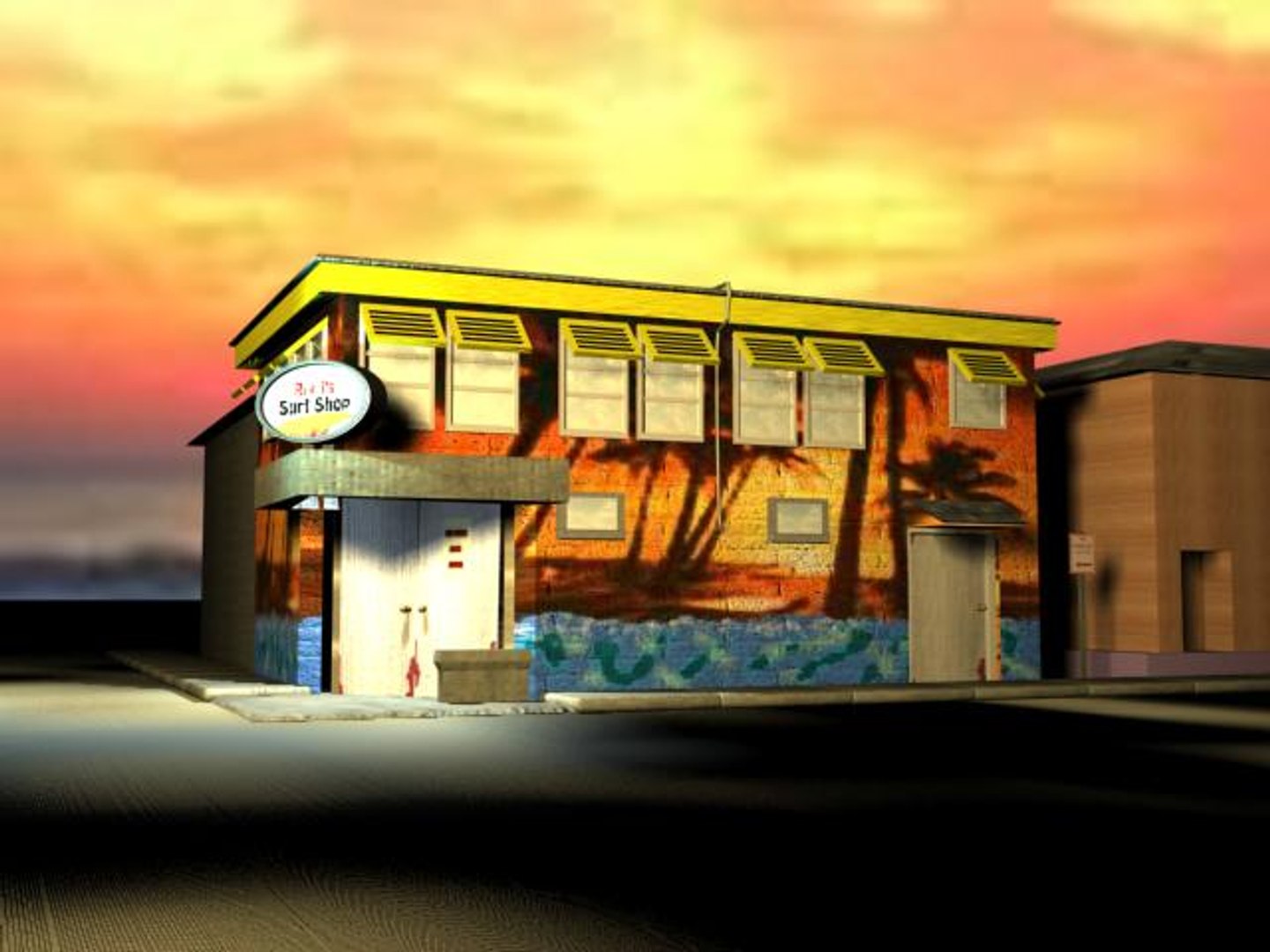 3d Model Building Beach