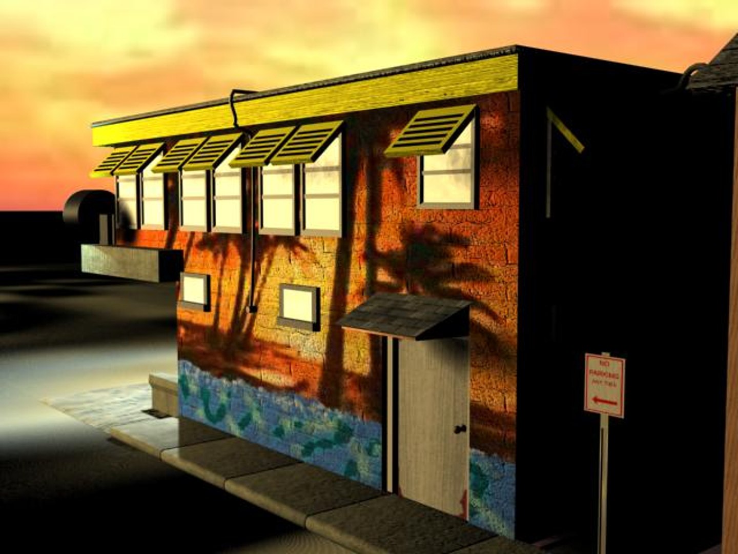 3d Model Building Beach