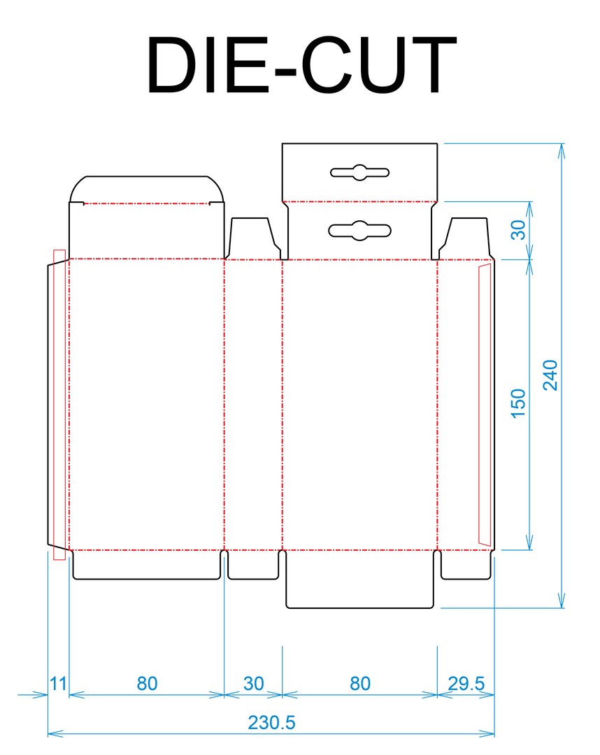 Packaging Box With Hang Hole 80x30x150mm 3D Model - TurboSquid 2227404