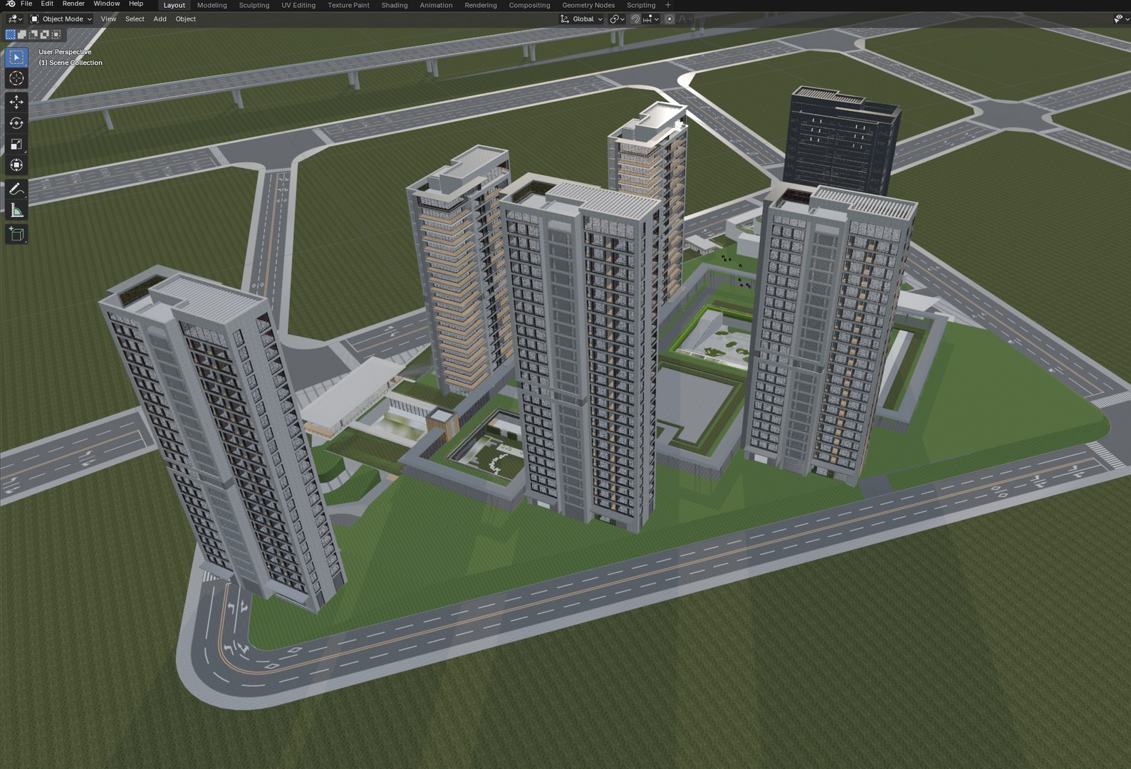 Residential High-Rise Complex 3D - TurboSquid 2484877