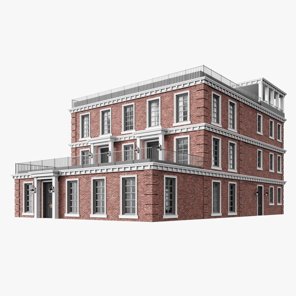 3D model colonial multiplex building house - TurboSquid 1641261