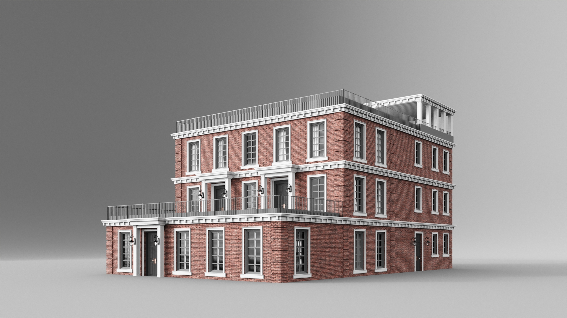 3D Model Colonial Multiplex Building House - TurboSquid 1641261