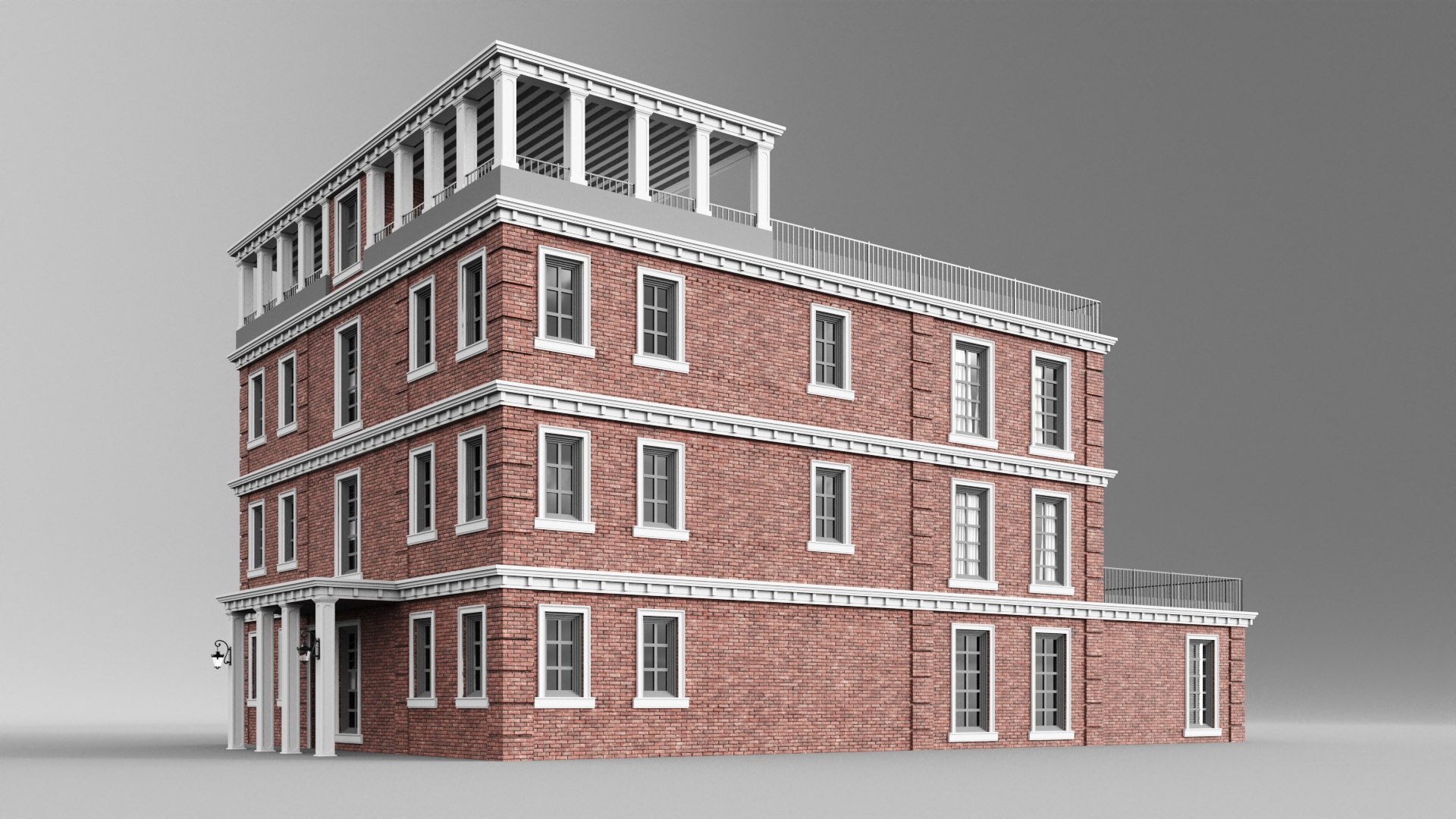 3D Model Colonial Multiplex Building House - TurboSquid 1641261