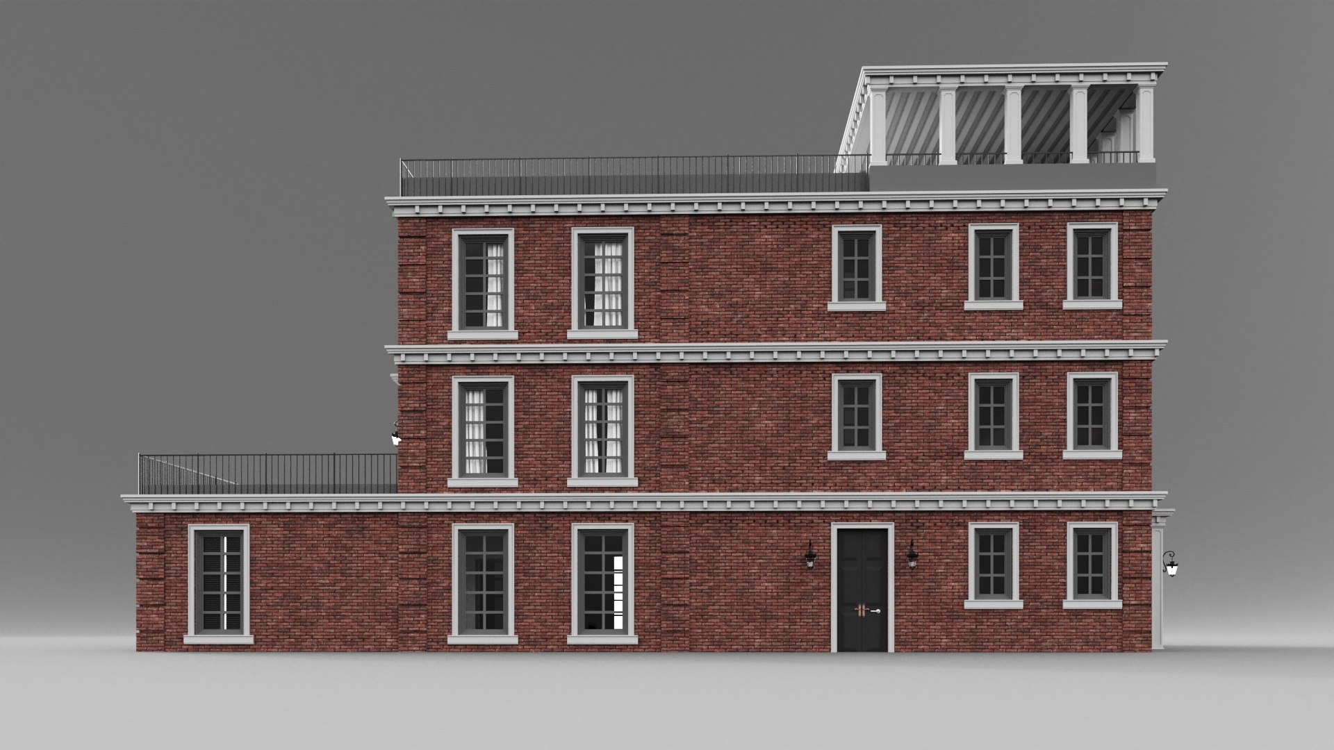 3D Model Colonial Multiplex Building House - TurboSquid 1641261