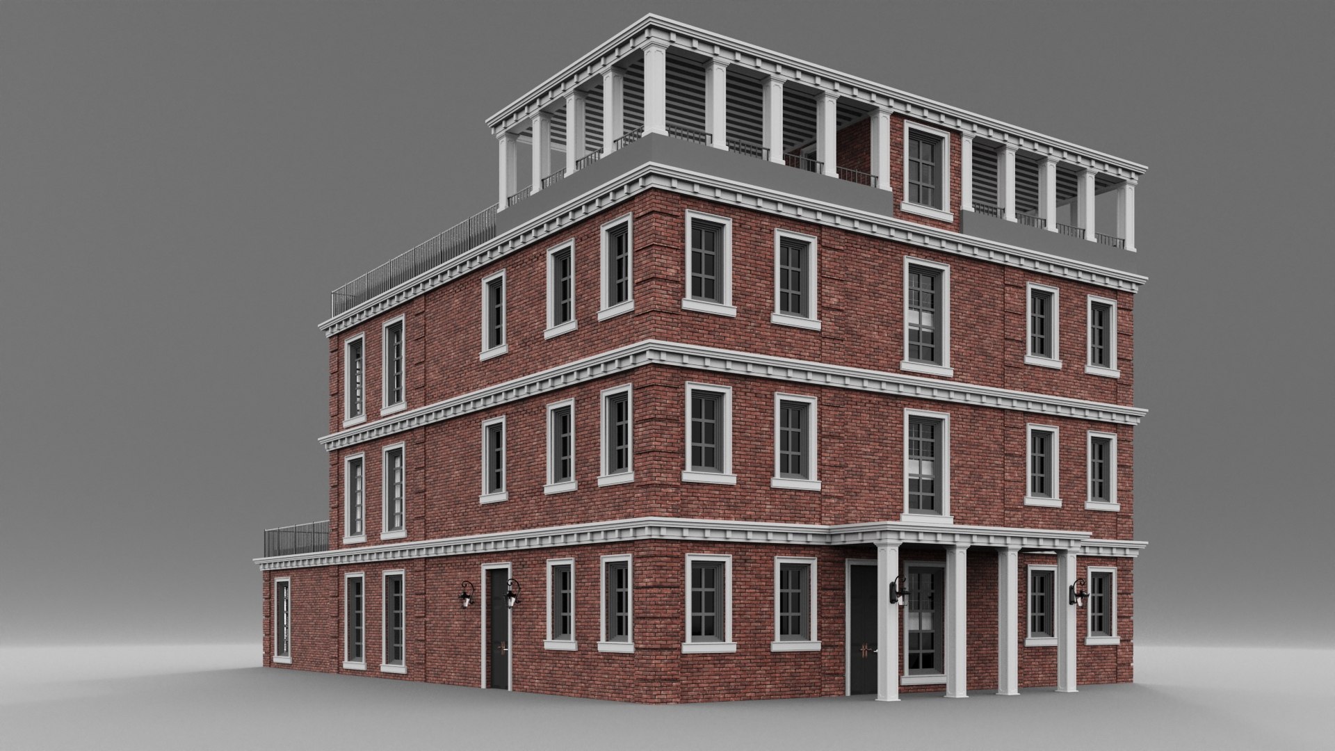 3D Model Colonial Multiplex Building House - TurboSquid 1641261