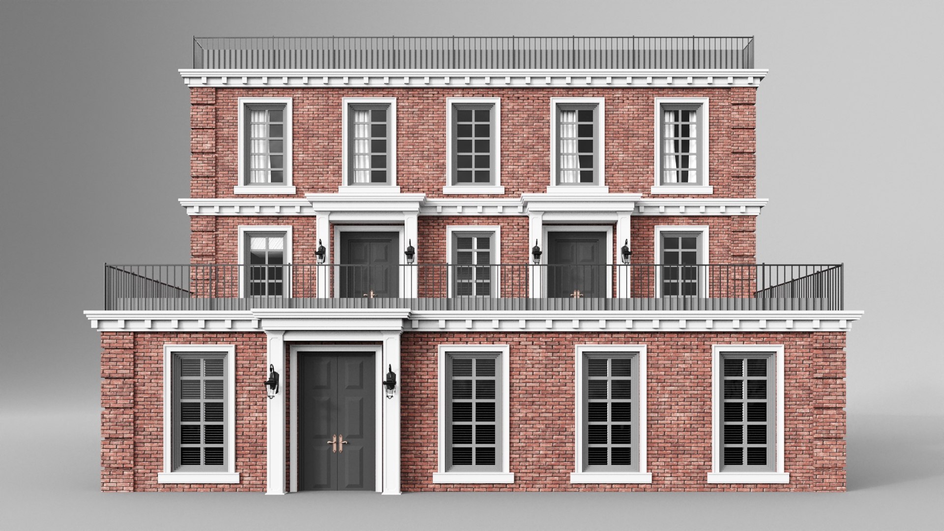 3D Model Colonial Multiplex Building House - TurboSquid 1641261