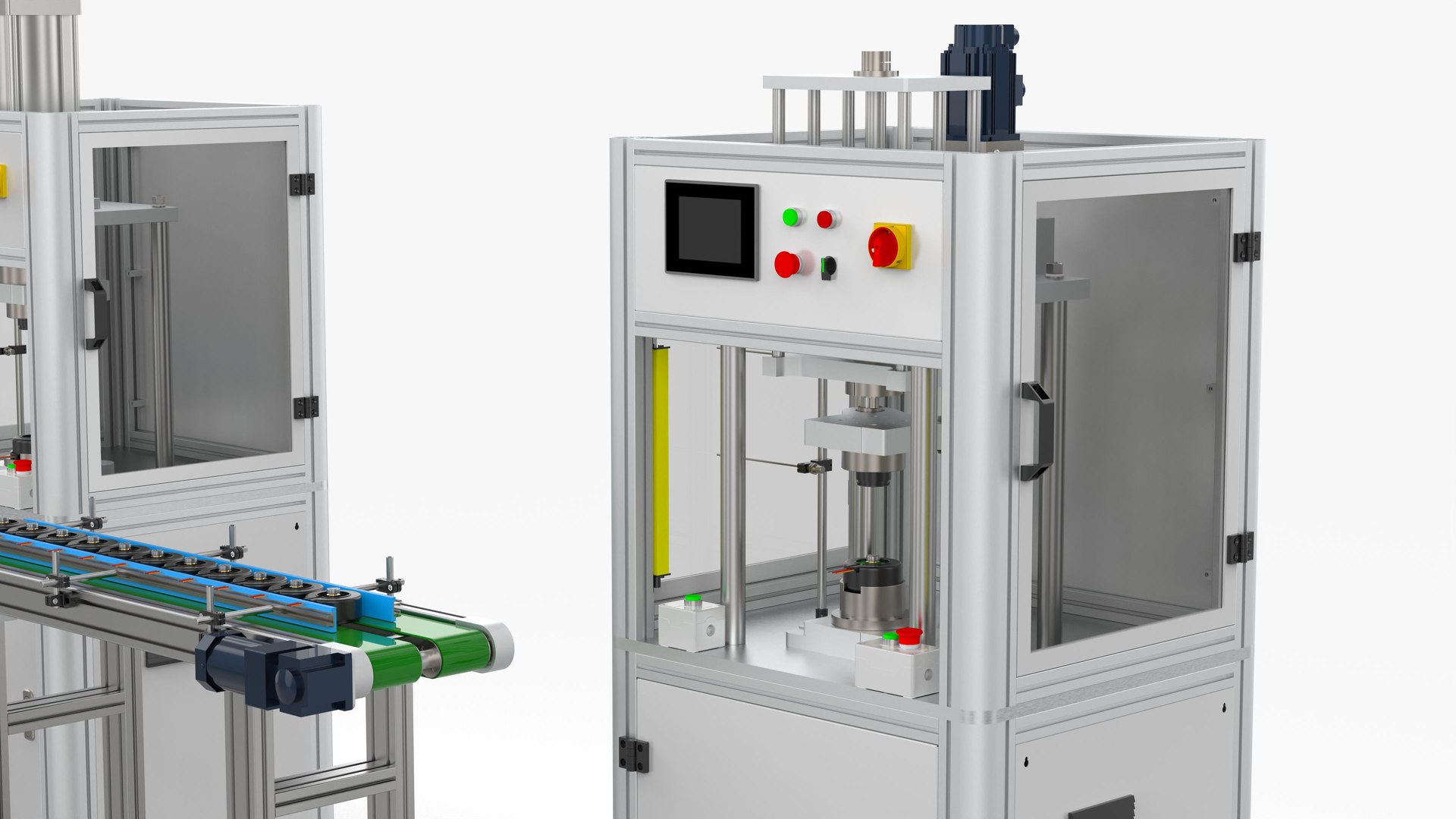 3D Automatic Plastic Packaging Motor Press Fitting Line Model ...