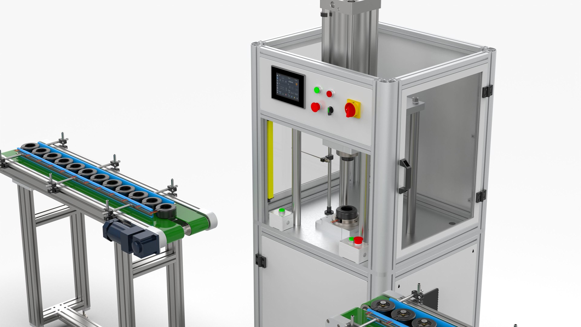 3D Automatic Plastic Packaging Motor Press Fitting Line Model ...