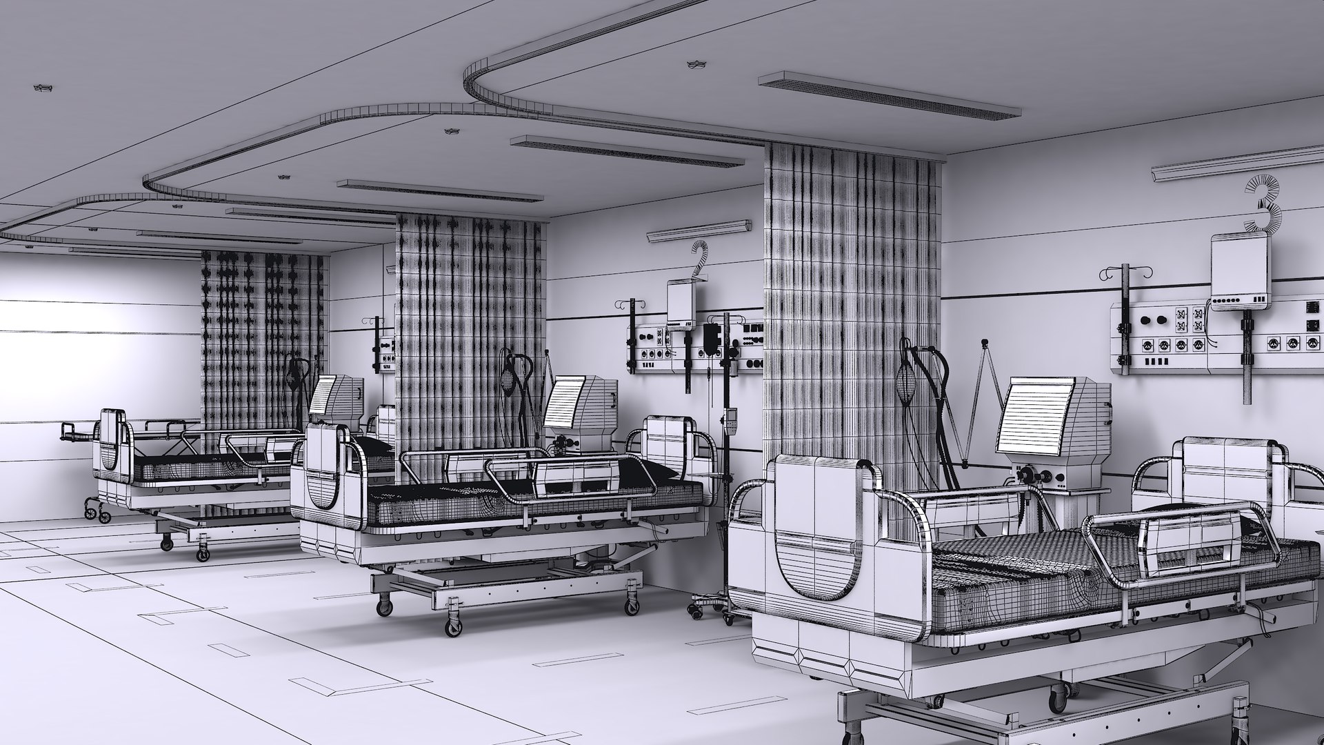 Hospital Hallway and ICU 3D model - TurboSquid 1859930