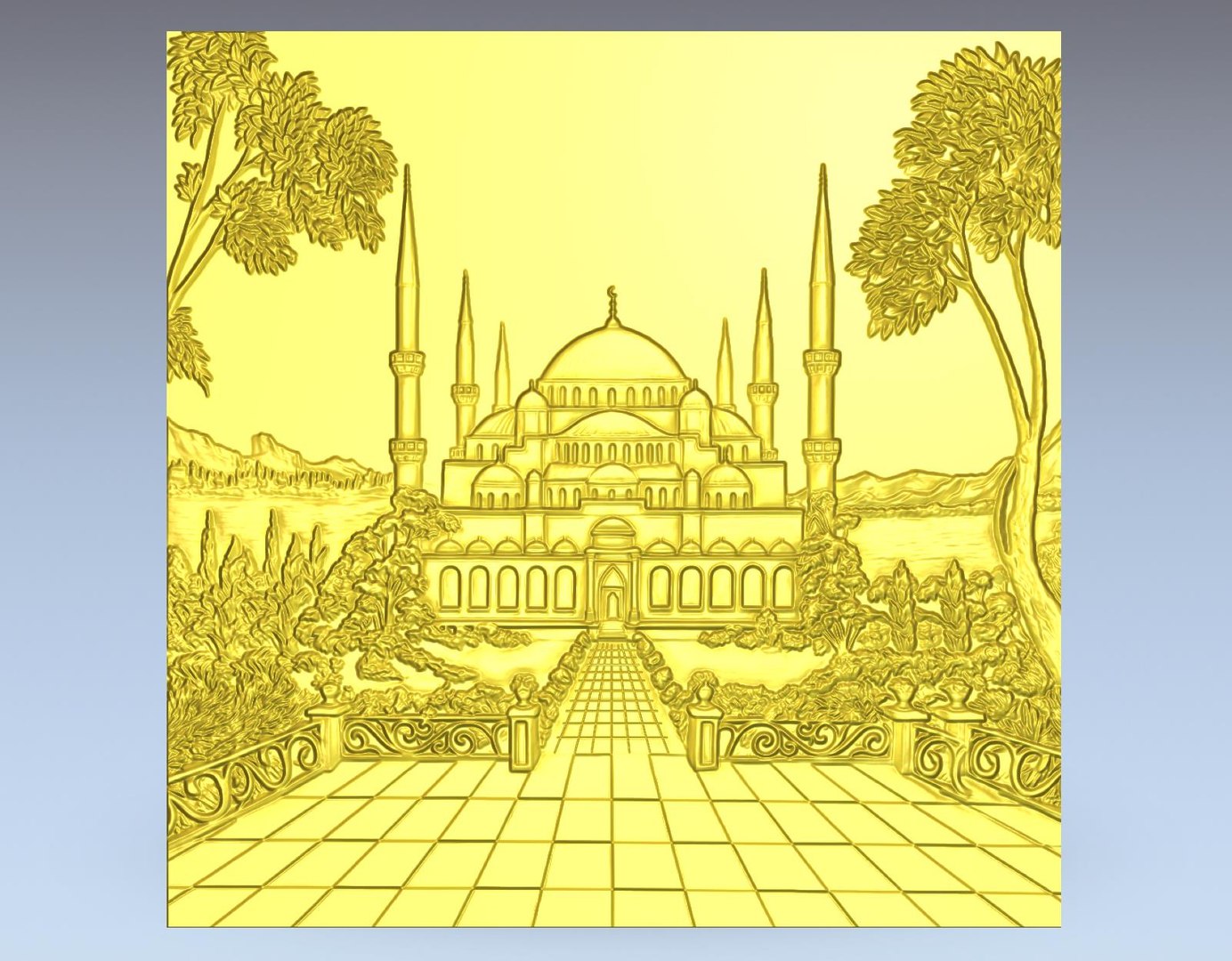Sultan Ahmed Mosque Relief Panel Wall Decor Set STL Mural CNC 359 3D ...