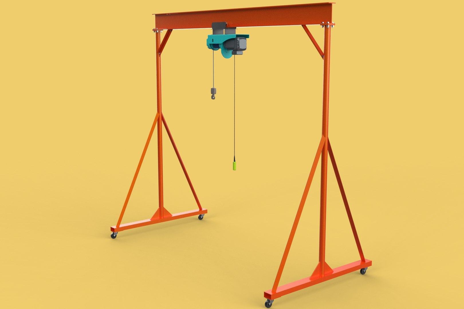 3D MOBILE GANTRY CRANE ELECTRIC ROPE HOIST PORTABLE GIRDER OVERHEAD ...