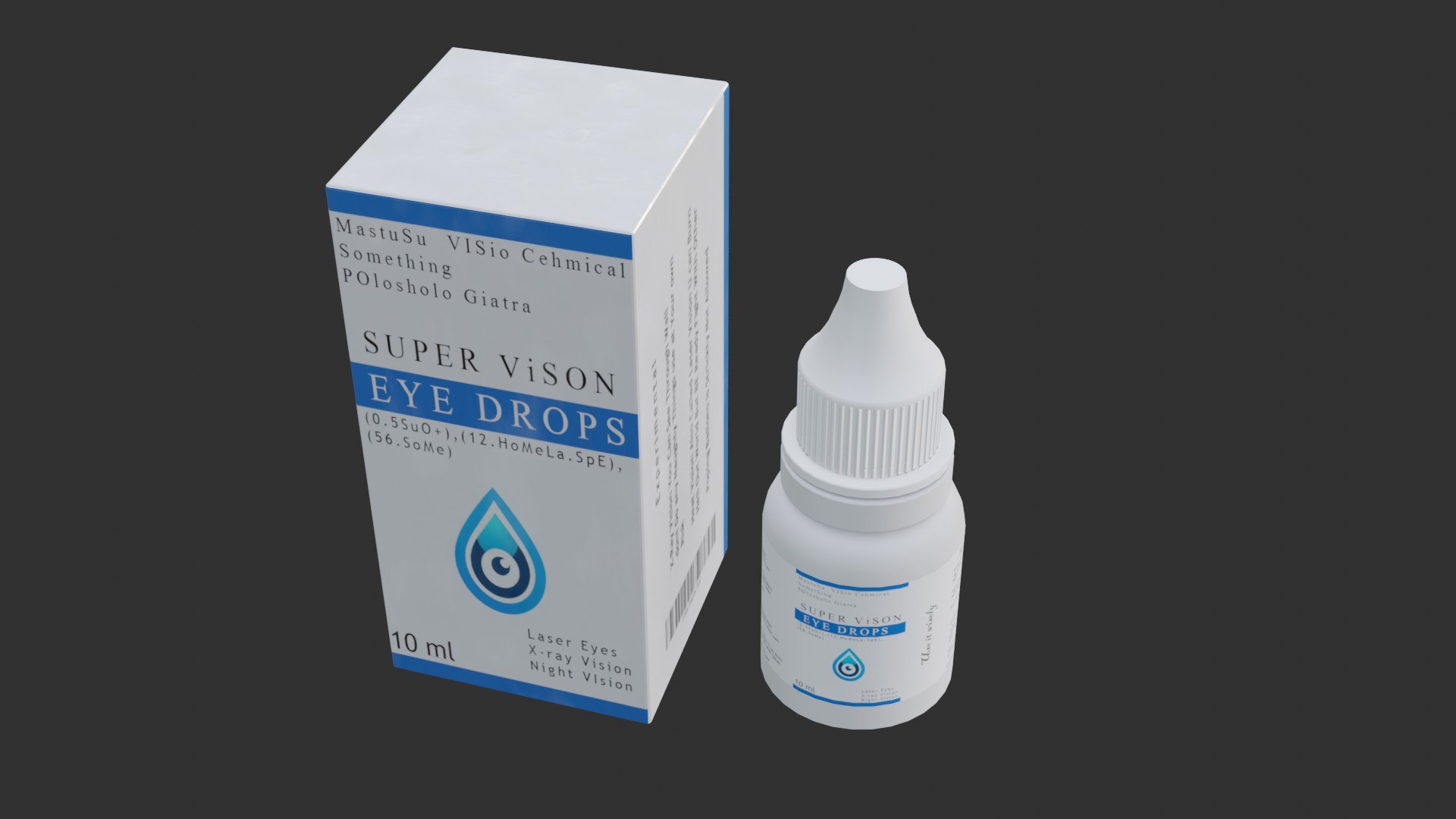 EyeDrop Bottle Singel Bottle and Removable Cap Customizable Texture PSd ...