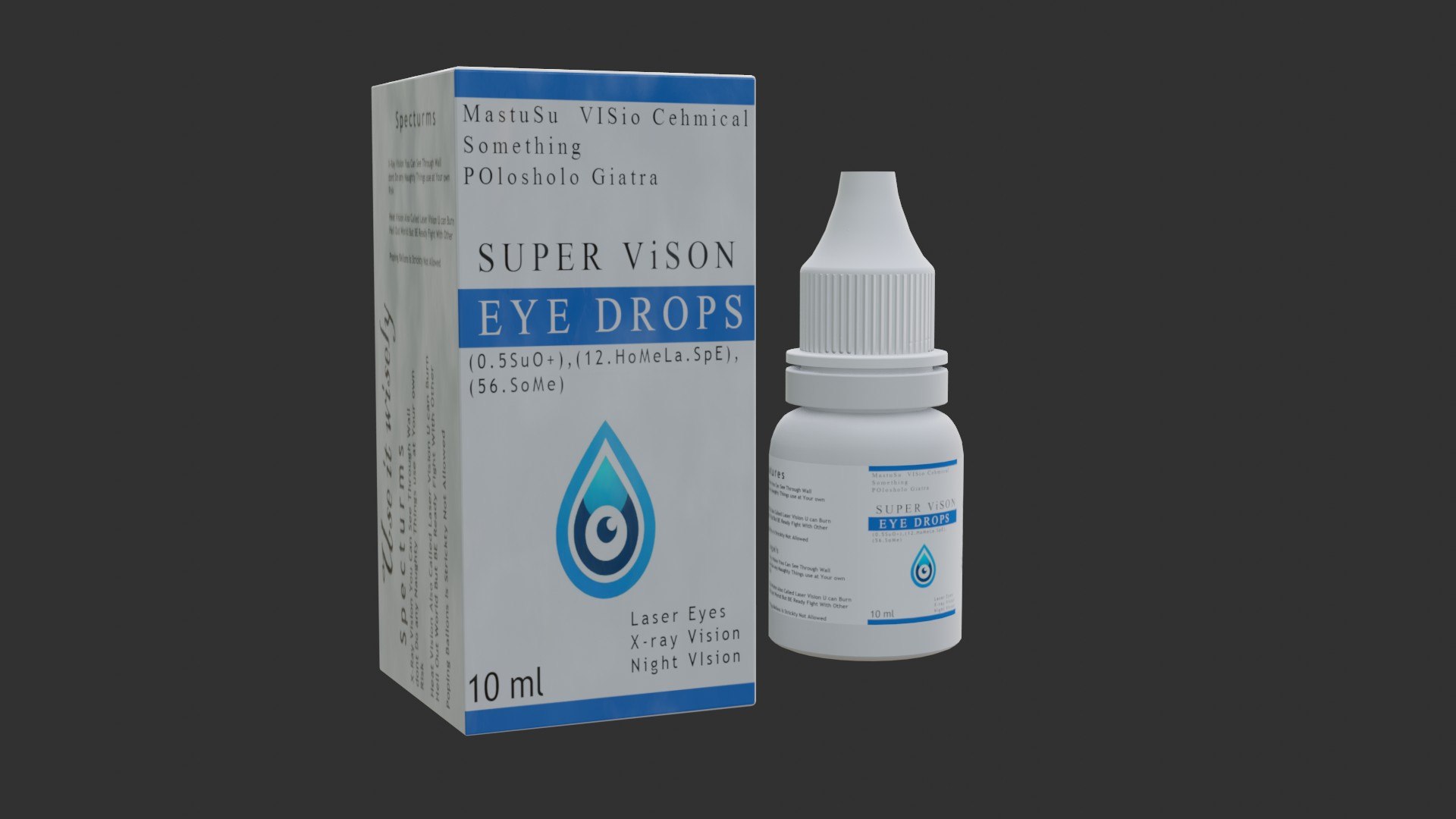 EyeDrop Bottle Singel Bottle and Removable Cap Customizable Texture PSd ...