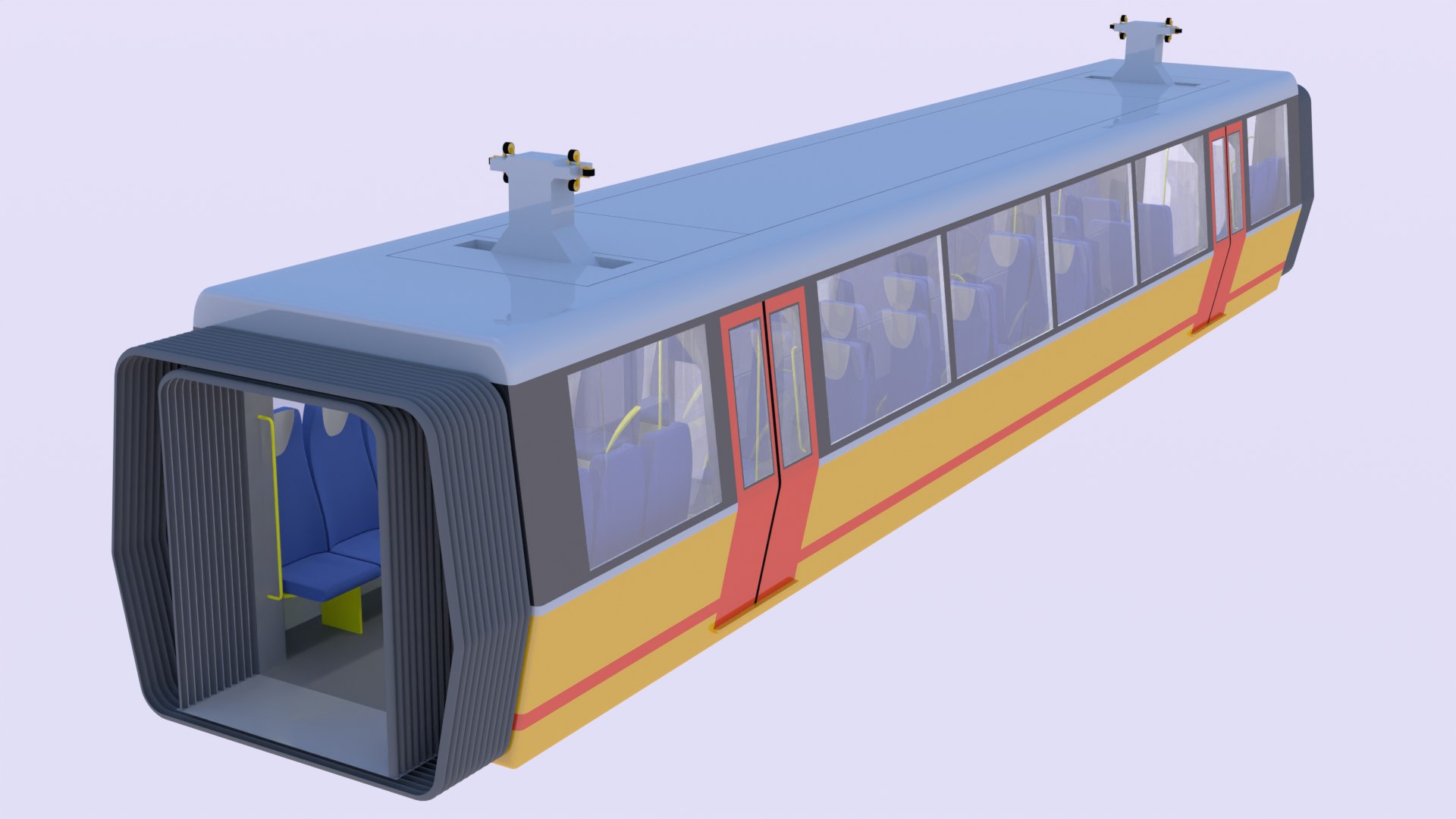 Monorail middle coach 3D model - TurboSquid 2145831