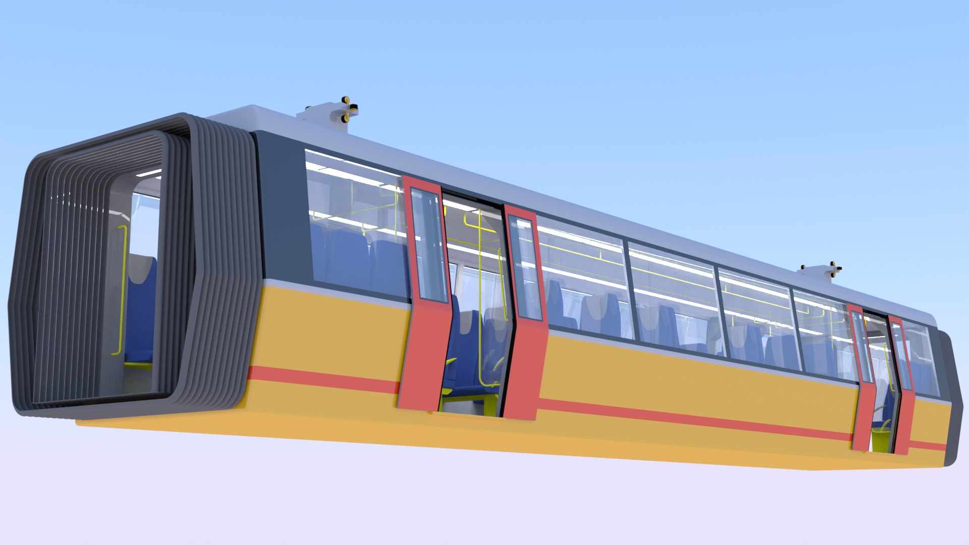 Monorail middle coach 3D model - TurboSquid 2145831
