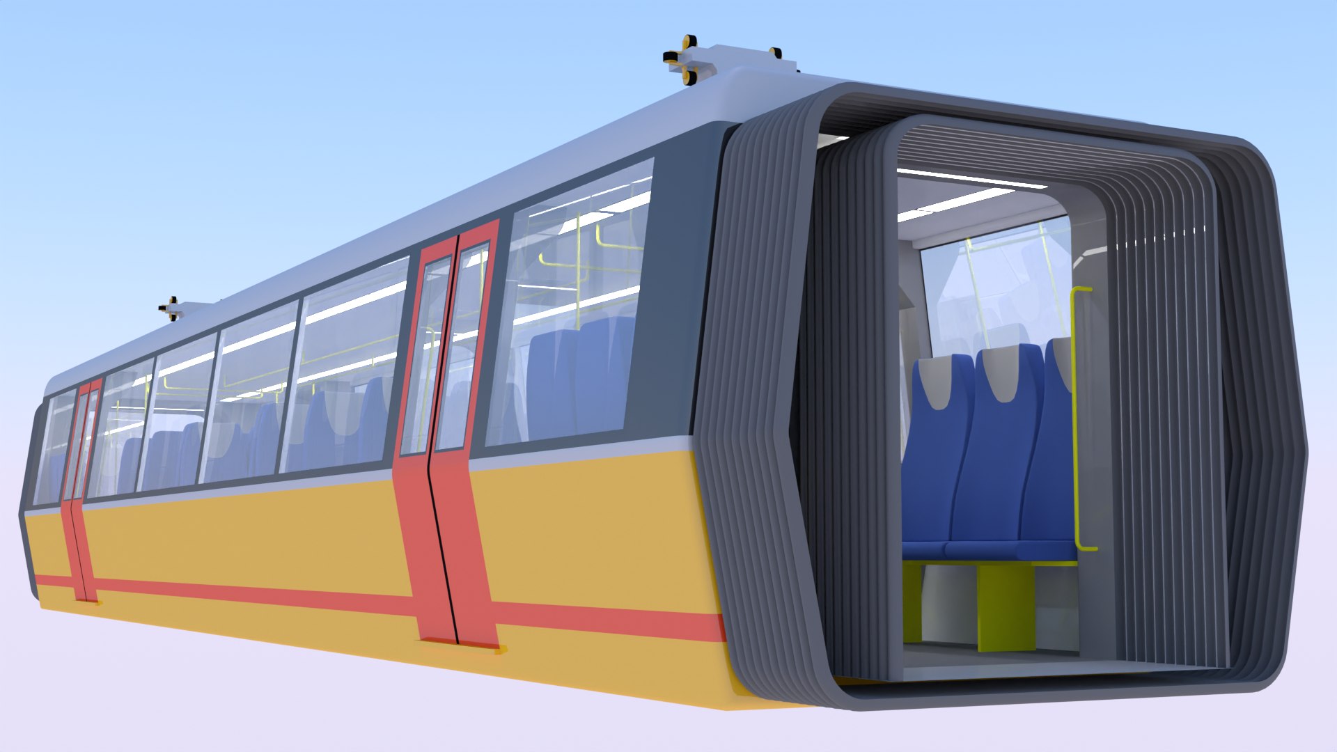 Monorail middle coach 3D model - TurboSquid 2145831