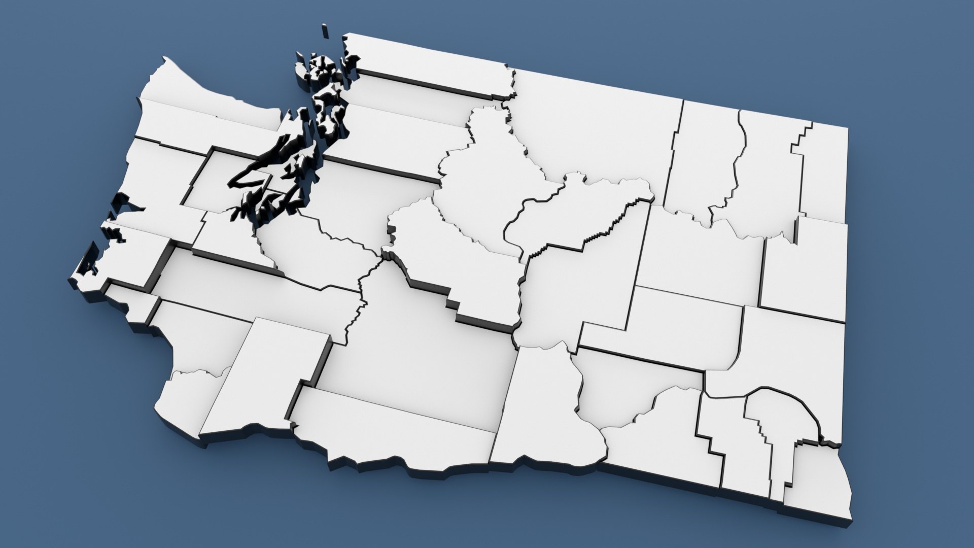 3D Washington Counties - Map Of United States Of America USA Model ...