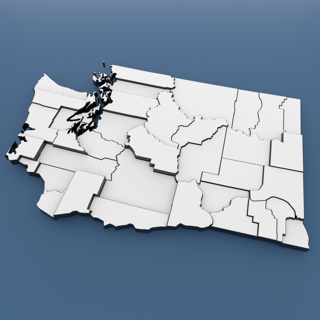 3D Washington Counties - Map Of United States Of America USA Model ...