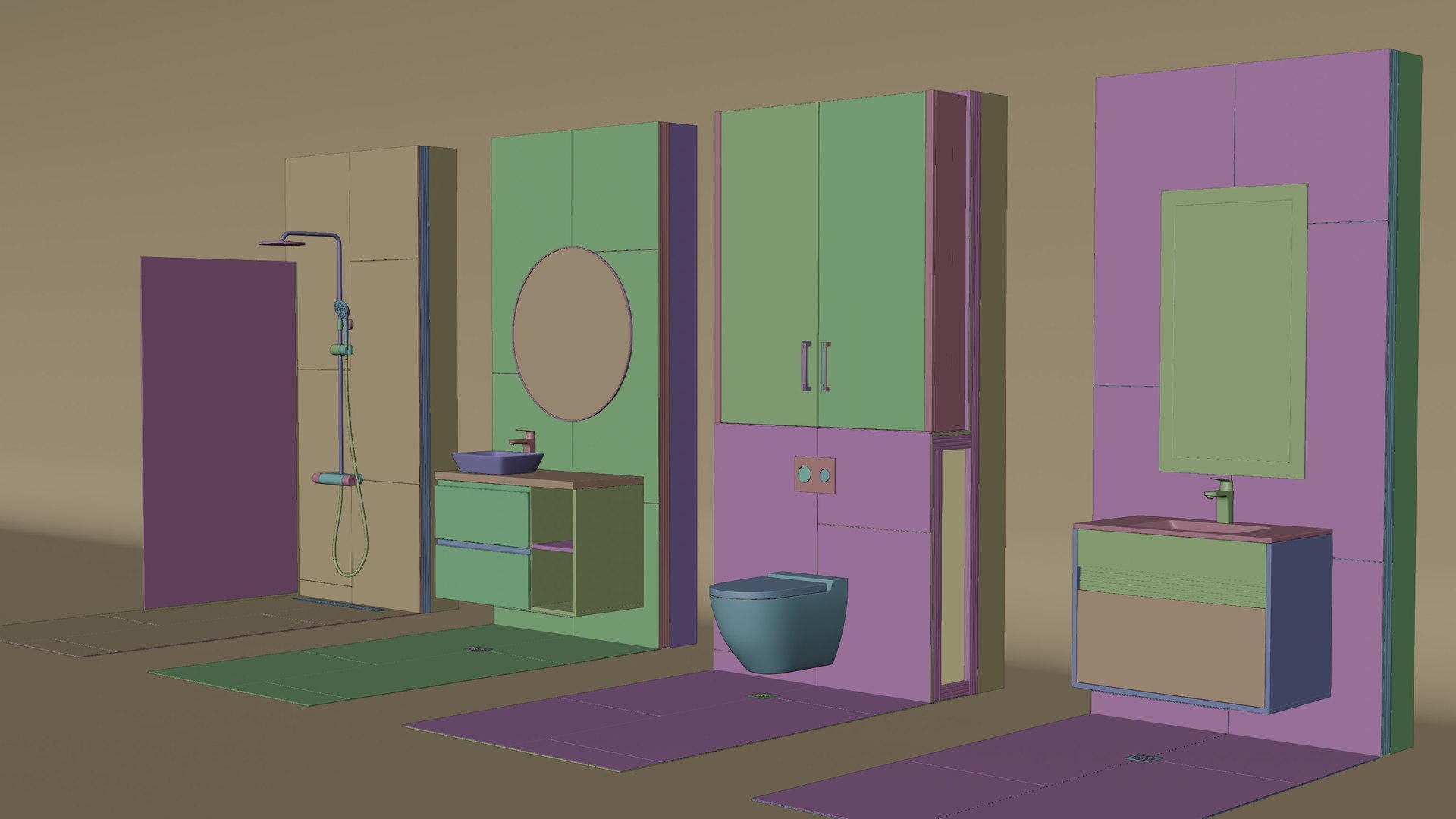 Luxury Bathroom Assets Set 1 3D - TurboSquid 2127186