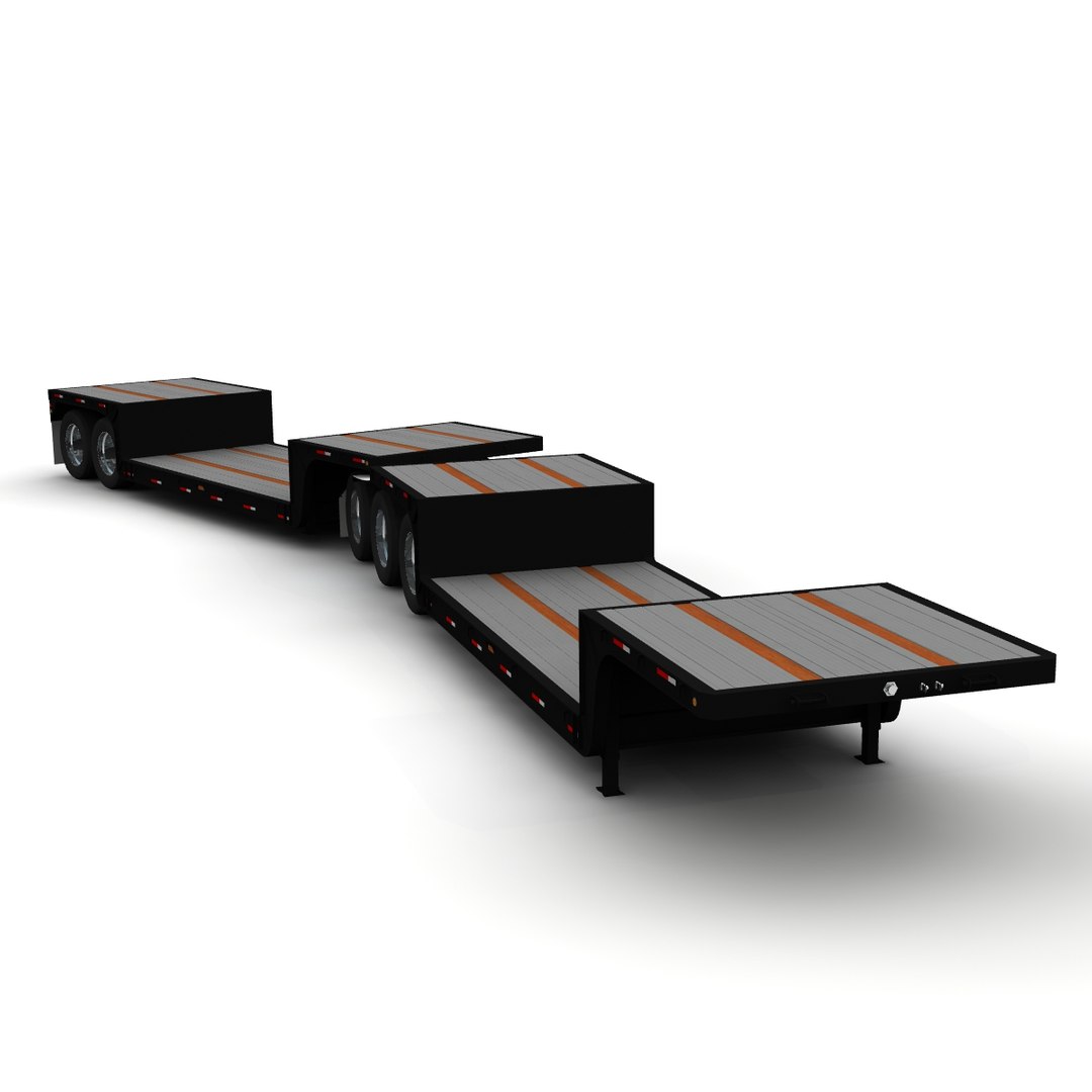 B-train Double Drop Trailer 3d Model