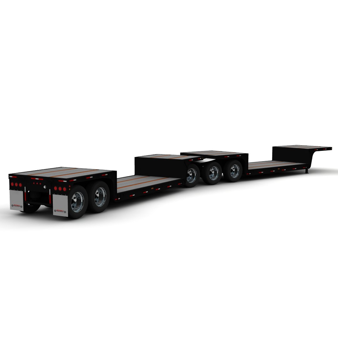 B-train Double Drop Trailer 3d Model