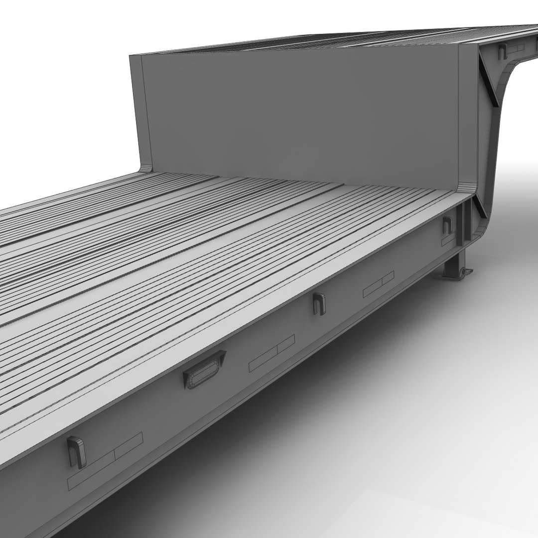 B-train Double Drop Trailer 3d Model