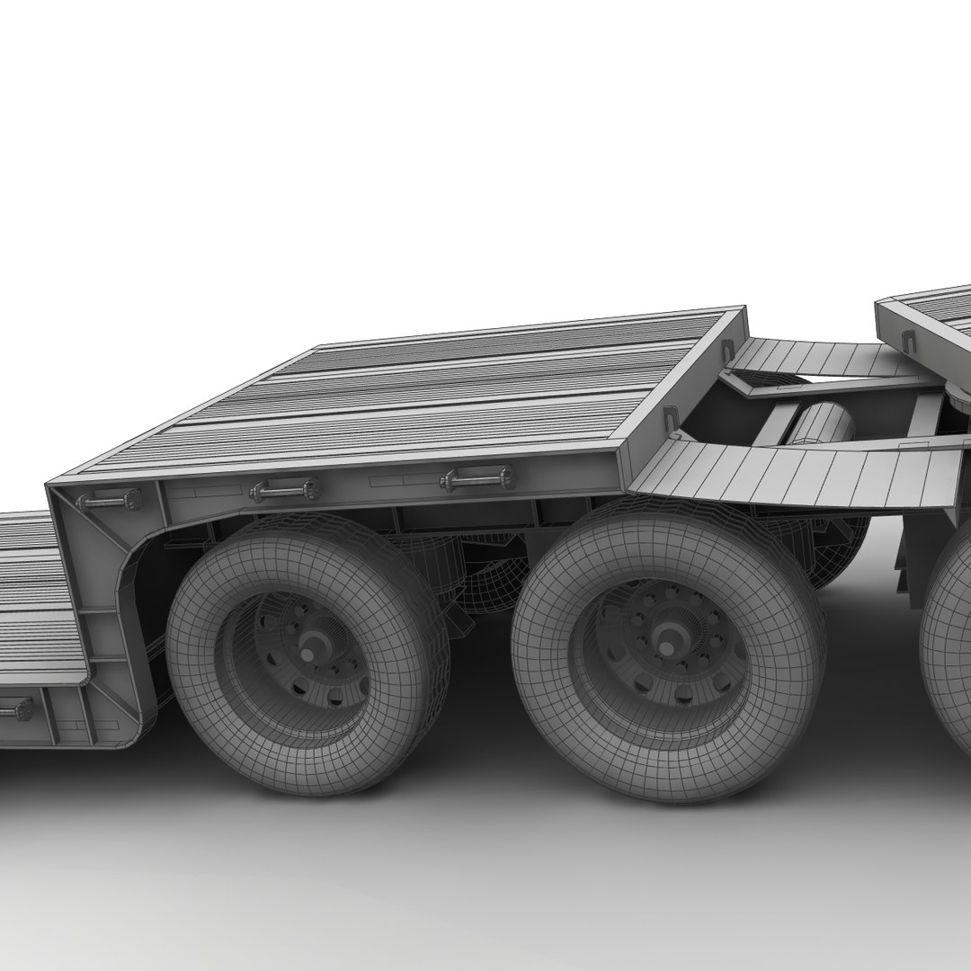 B-train Double Drop Trailer 3d Model