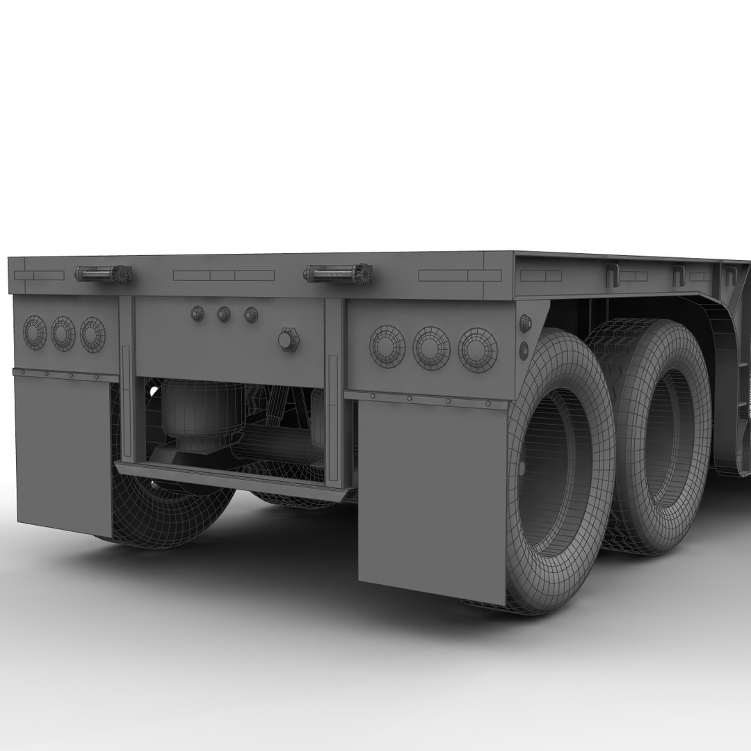 B-train Double Drop Trailer 3d Model