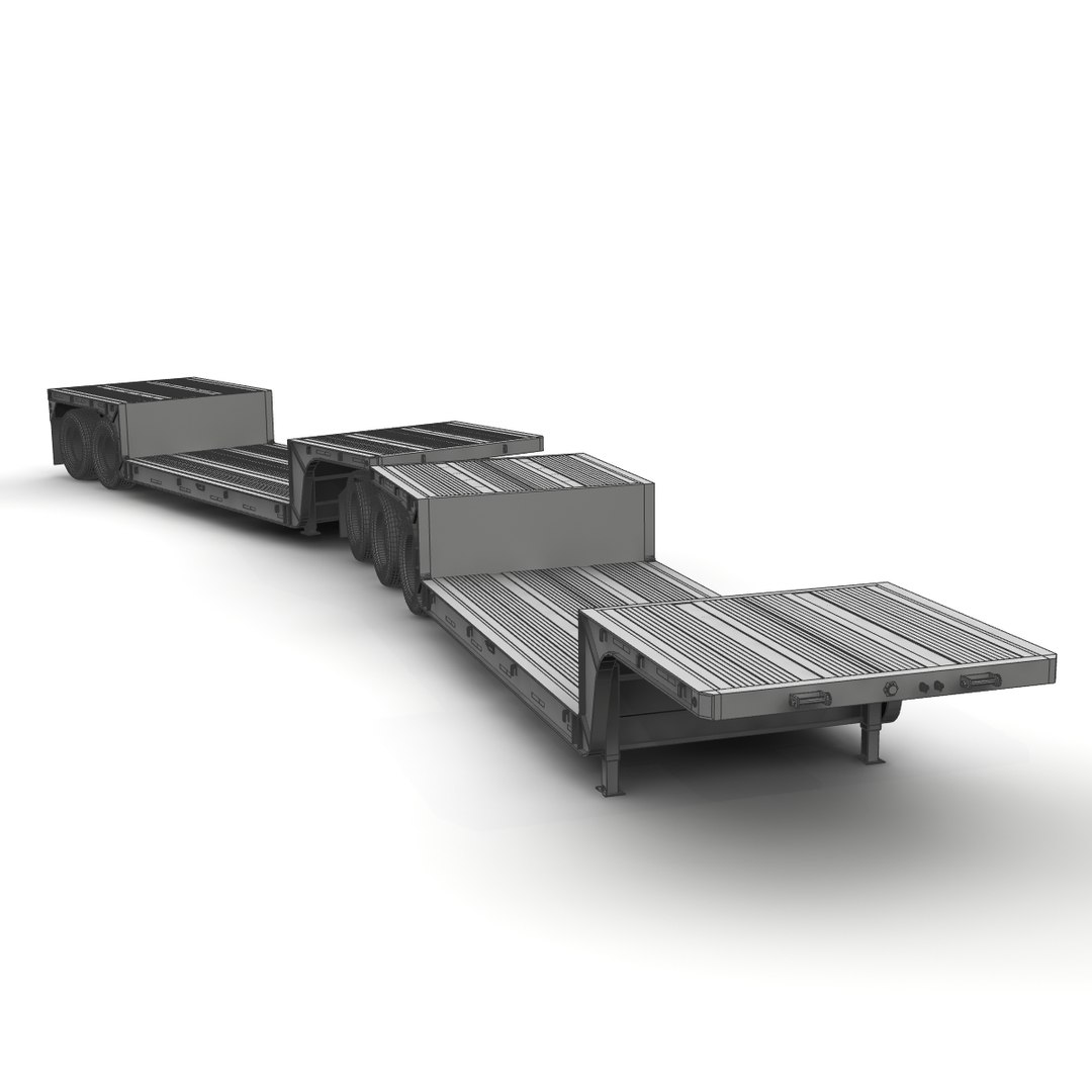 B-train Double Drop Trailer 3d Model