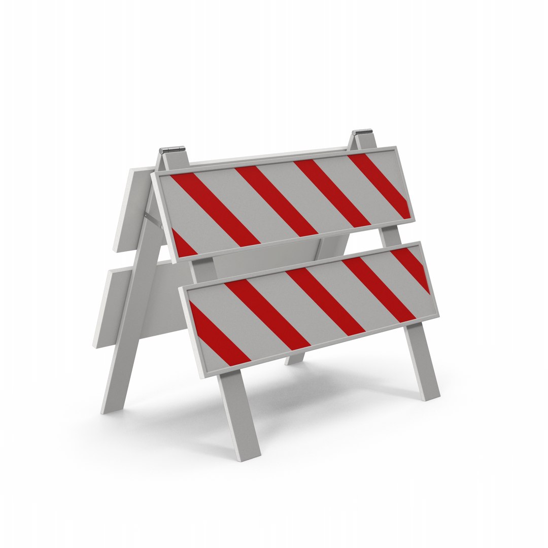 3D White And Red Road Barrier Model - TurboSquid 2166265