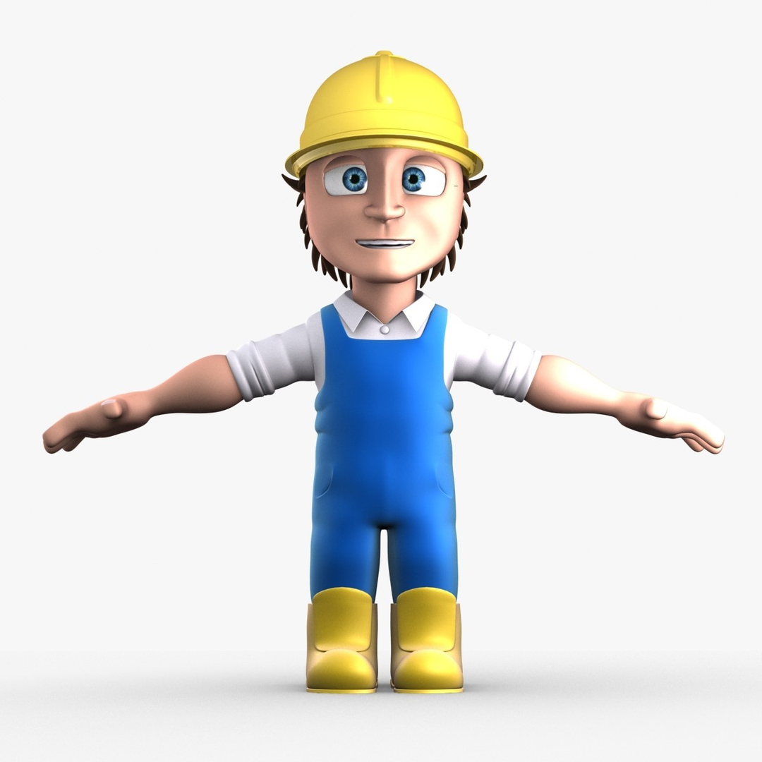 Cartoon Carpenter Rigged 3d Max