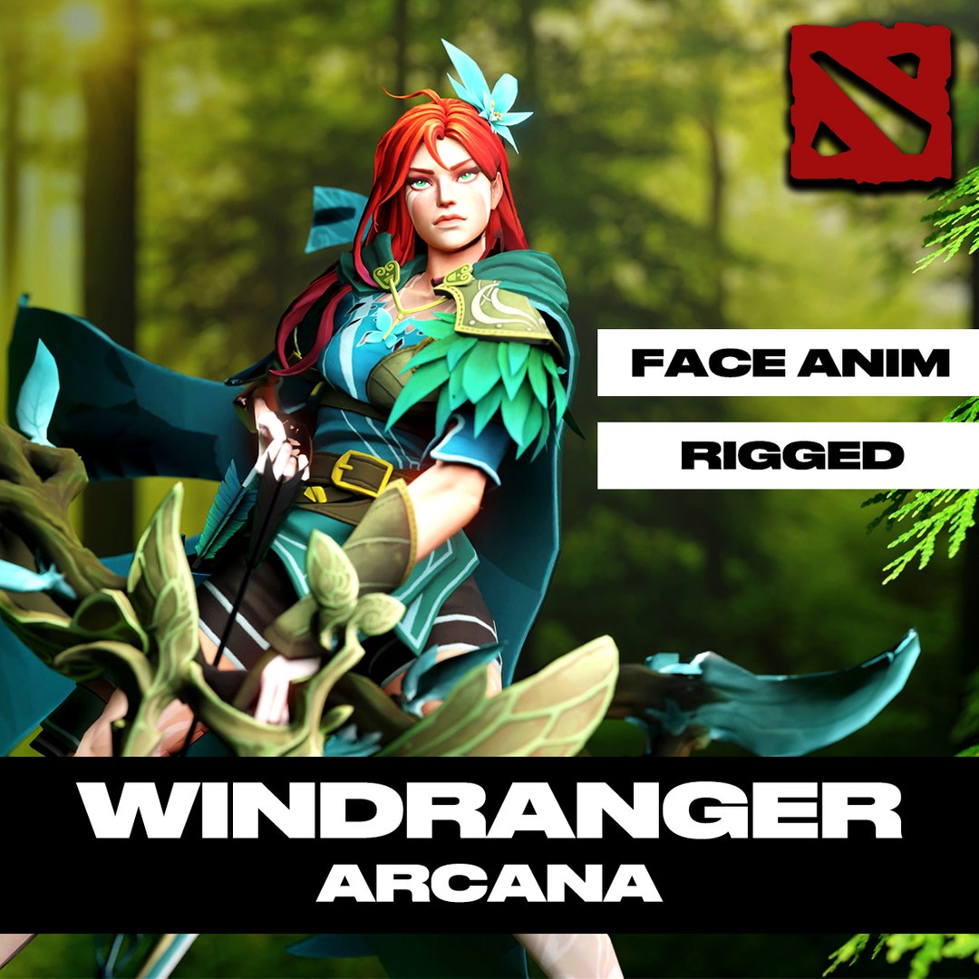 Windranger Arcana Dota 2 3D model rigged face 90 shape keys3D模型 ...