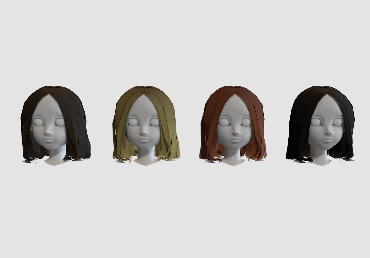 Hairstyle In 4 Colors 3D Model - TurboSquid 1899504