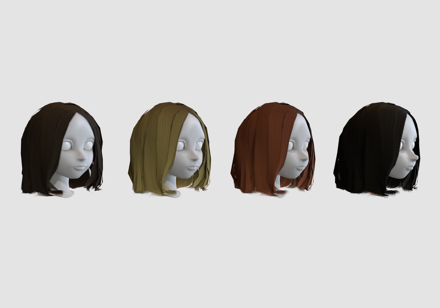 Hairstyle In 4 Colors 3D Model - TurboSquid 1899504