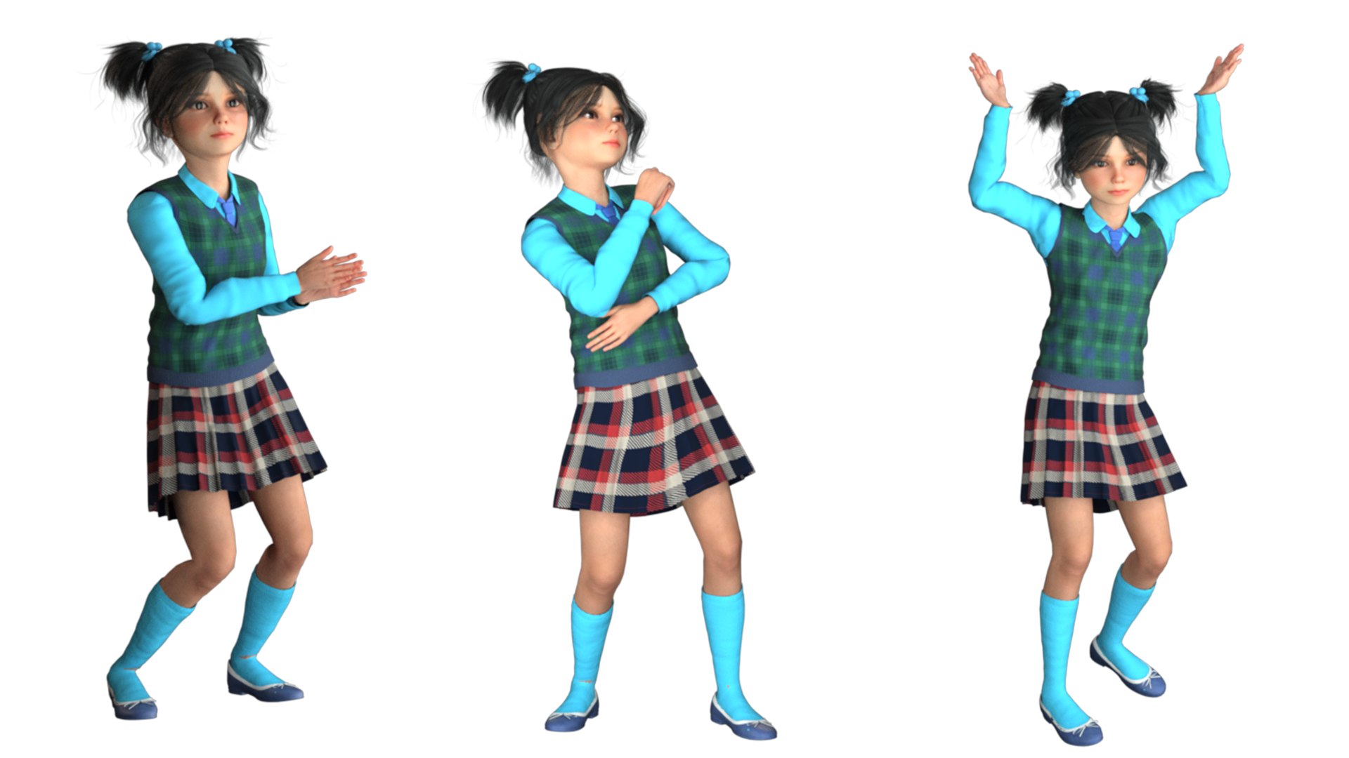 Realistic Rigged Little School Girl-Anna Character 3D Model 3D ...