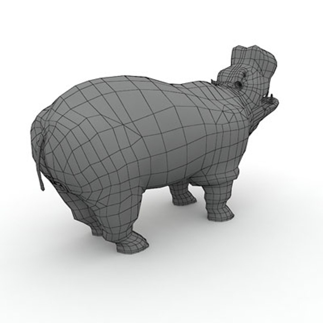 3d Model Polygonal Hippopotamus