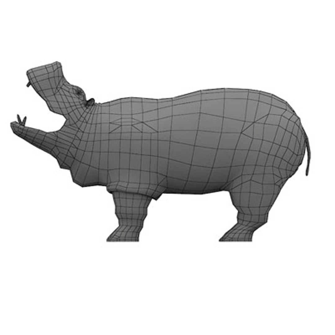 3d Model Polygonal Hippopotamus